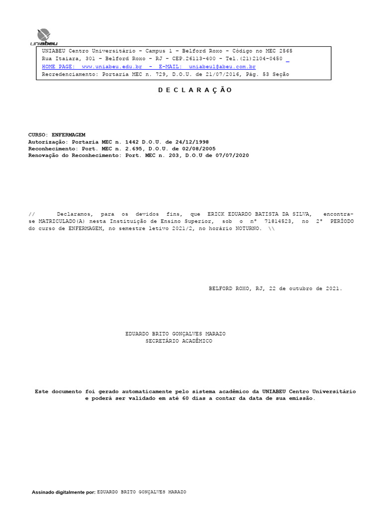 Declaracao PDF | PDF