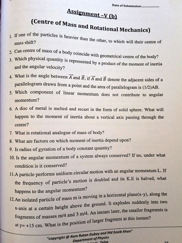 COM & ROTATIONAL MECHANICS | PDF | Rotation Around A Fixed Axis | Spacetime