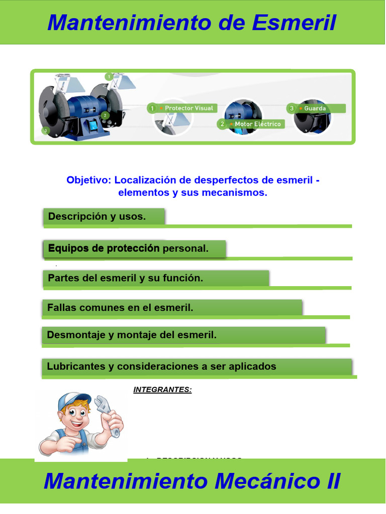 Mantenimiento y partes del esmeril | PDF | Bienes manufacturados ...