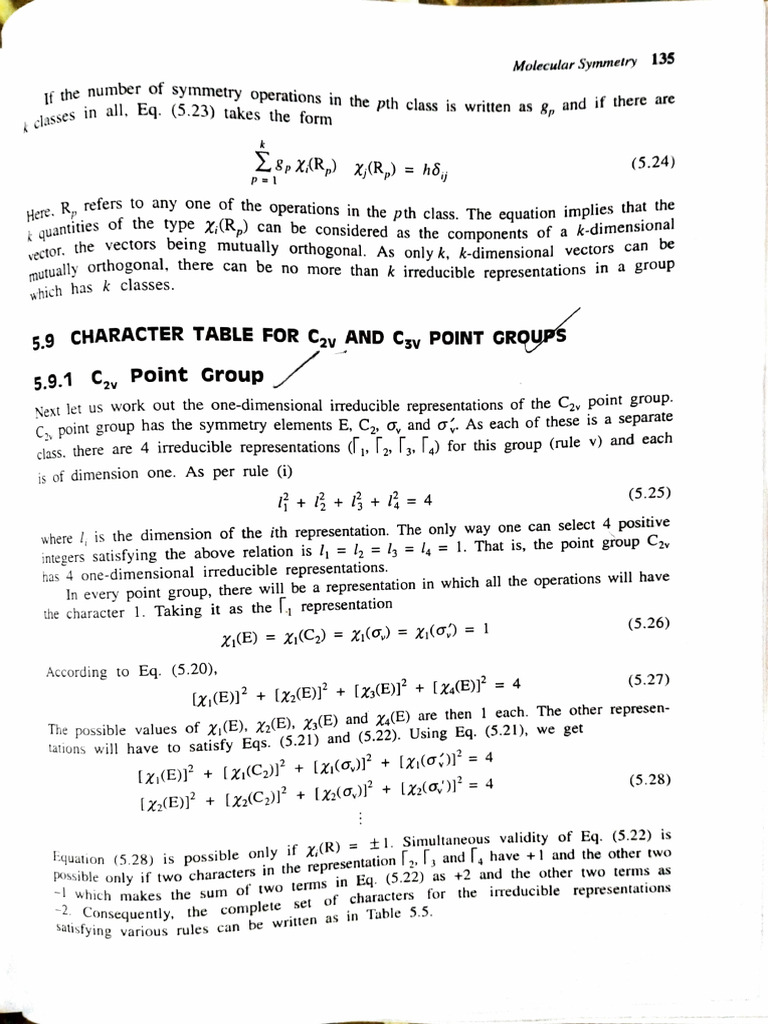 Character Tables for C2v and C3v Groups | PDF | Theoretical Physics ...