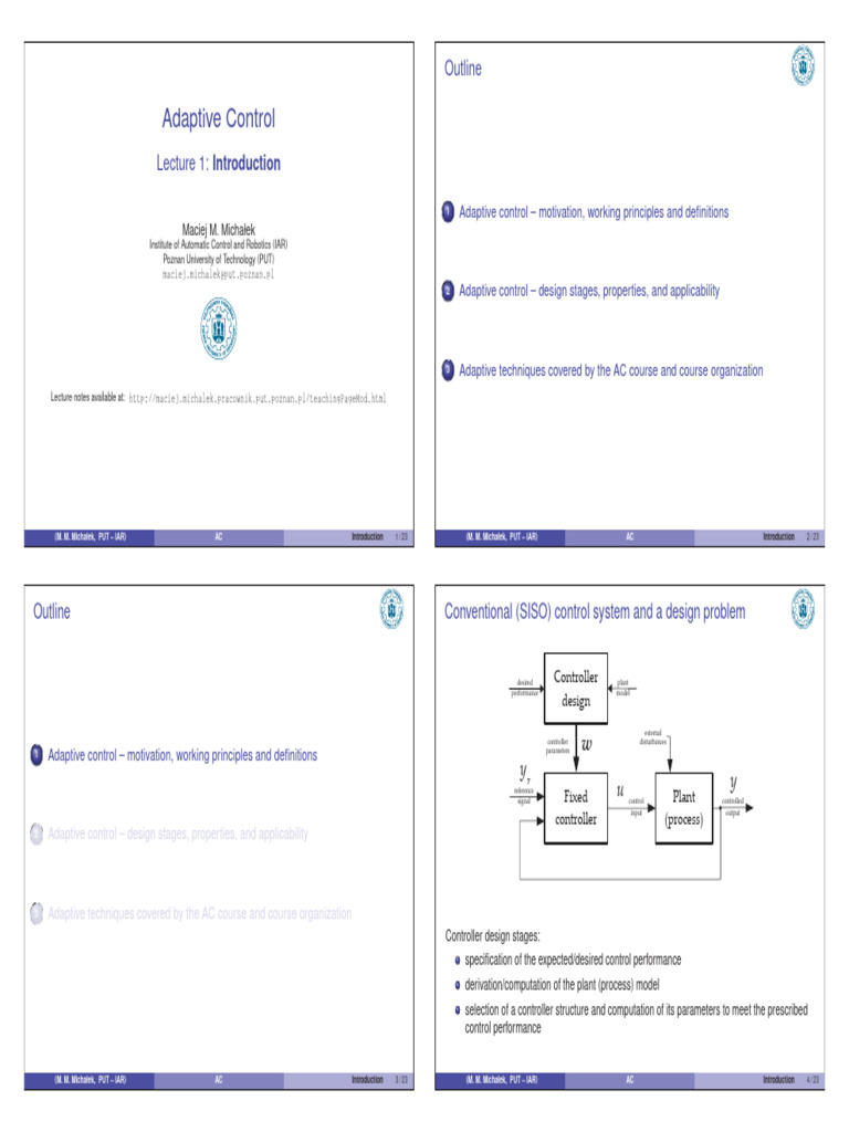 Introduction to Adaptive Control Techniques | PDF | Control Theory | System