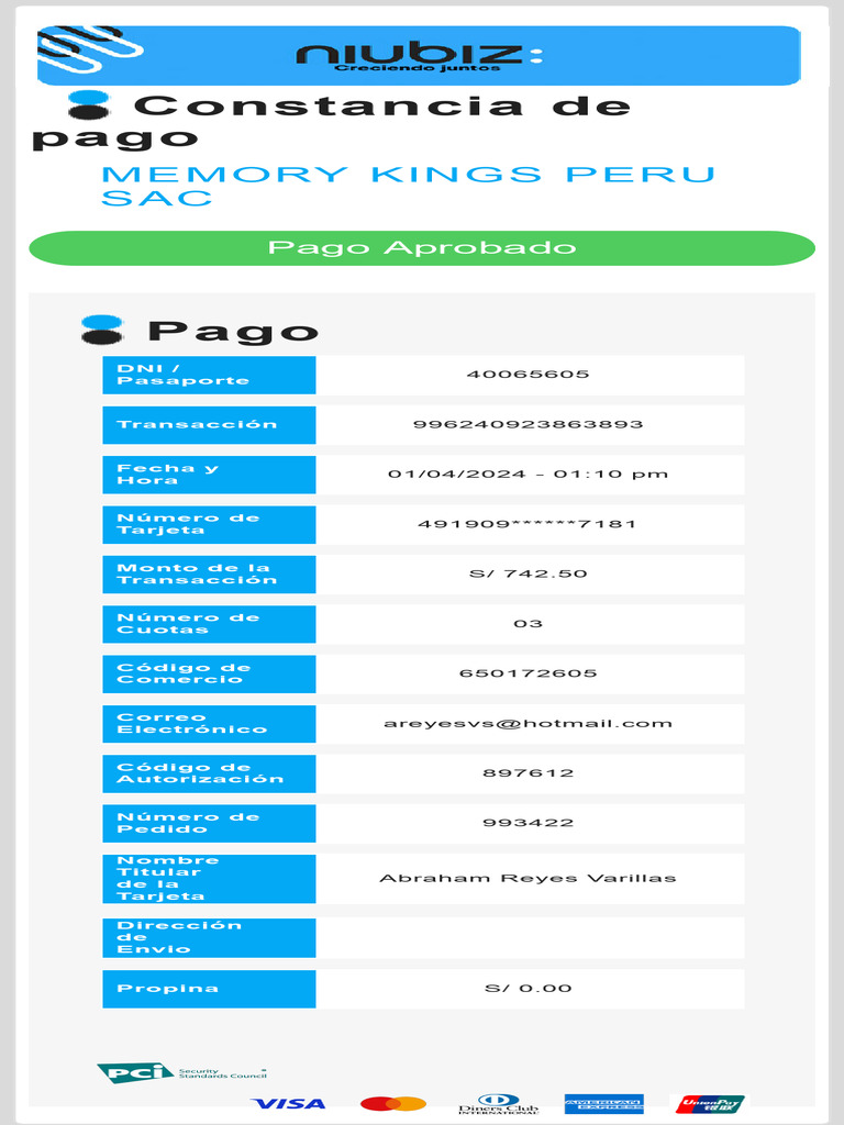 Niubiz - Comercio Electrónico | PDF