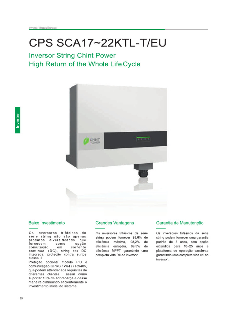 Datasheet CHINT-CPS-SCA-17-a-22KTL-T-EU | PDF Datasheet CHINT-CPS-SCA-17-a-22KTL-T-EU | PDF