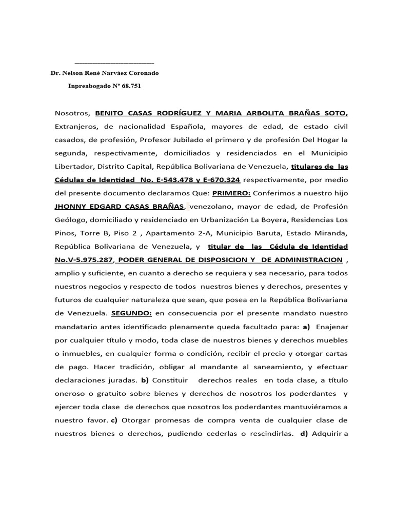 PODER GENERAL | PDF | Documento de identidad