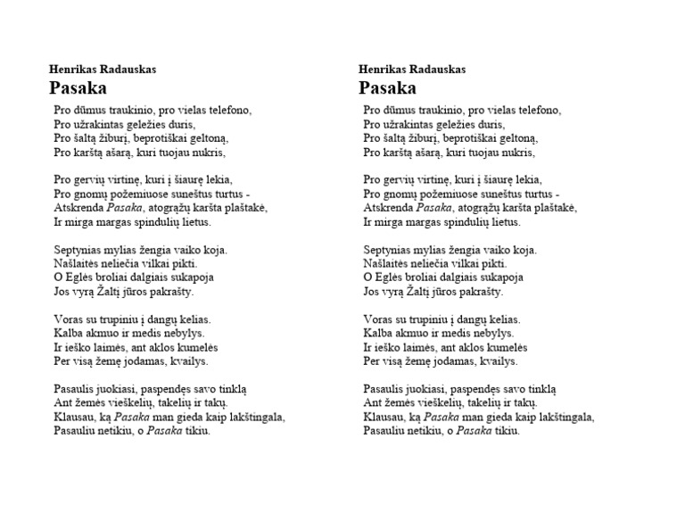 H. Radauskas Pasaka | PDF