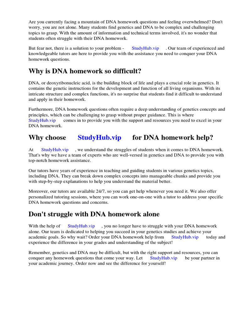 Dna Homework Questions | PDF | Dna | Dna Replication