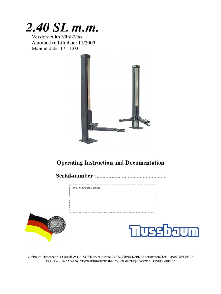 2.40 SL Manual ENG | PDF | Elevator | Safety