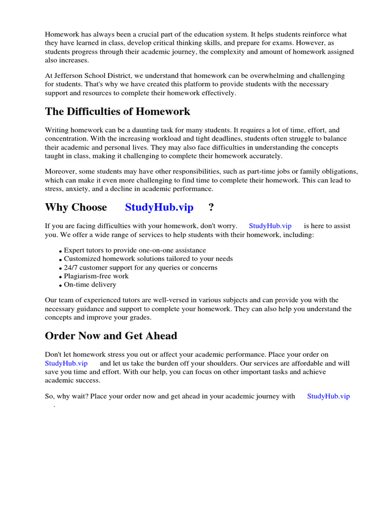 Jefferson School District Homework | PDF | Homework | Schools