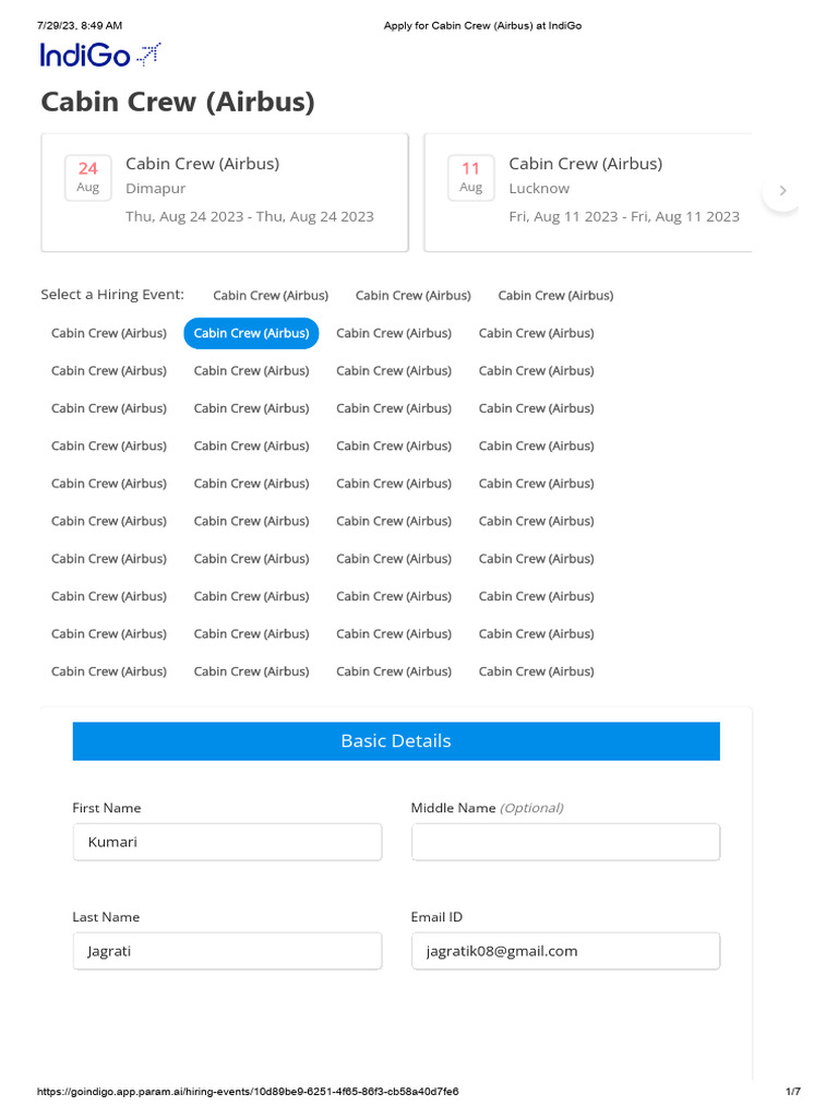 IndiGo Cabin Crew Application Guide | PDF