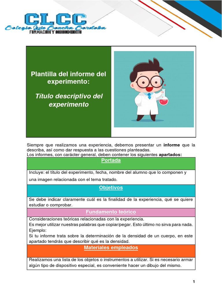 Plantilla_ Informe de Un Experimento | PDF