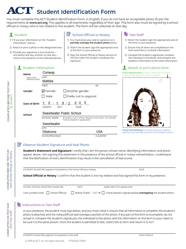 Identification Letter Form Matilda | PDF | Signature
