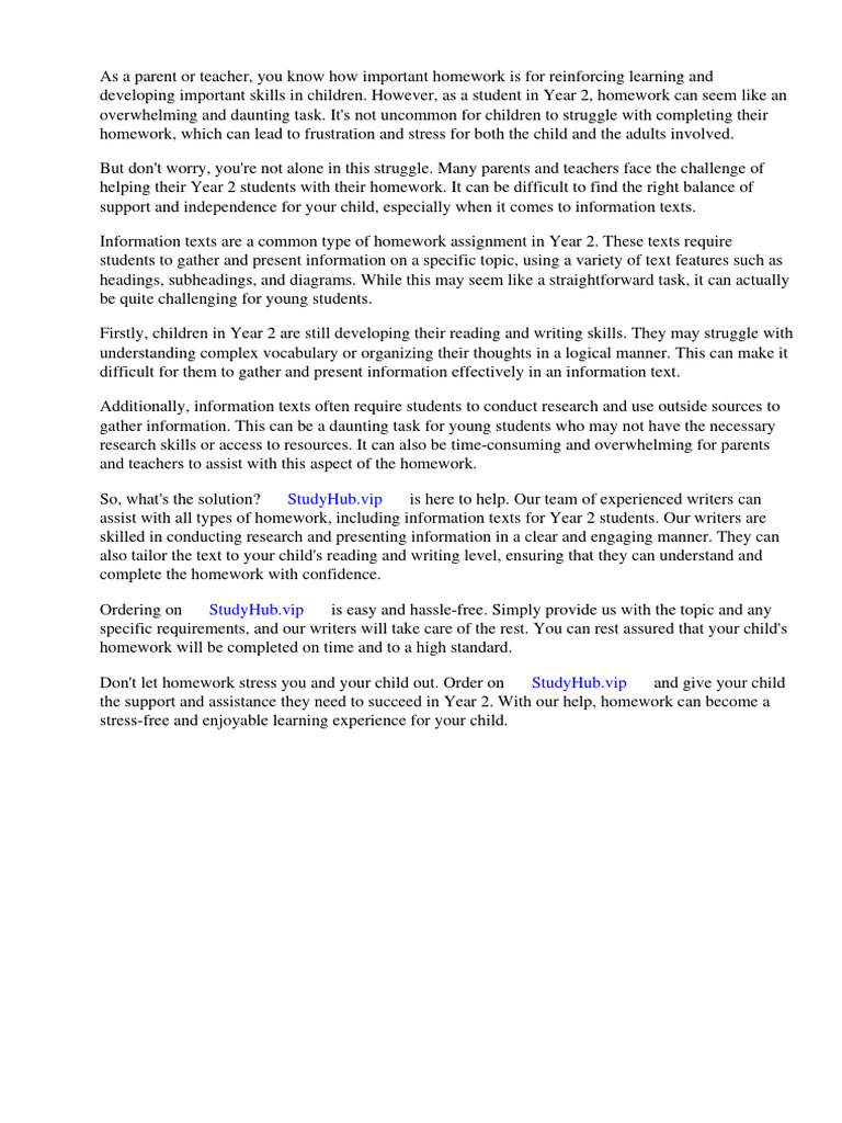 Information Texts Homework Year 2 | PDF | Homework | Literacy