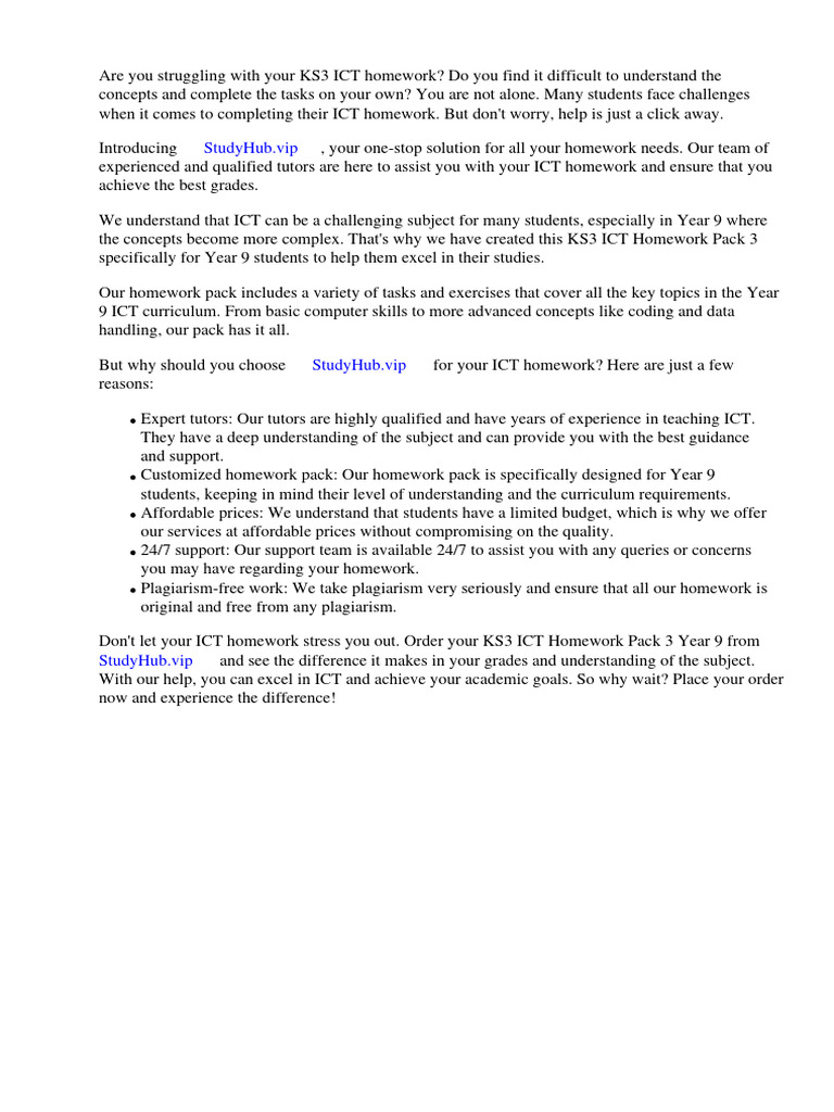 Ks3 Ict Homework Pack 3 Year 9 | PDF | Computing