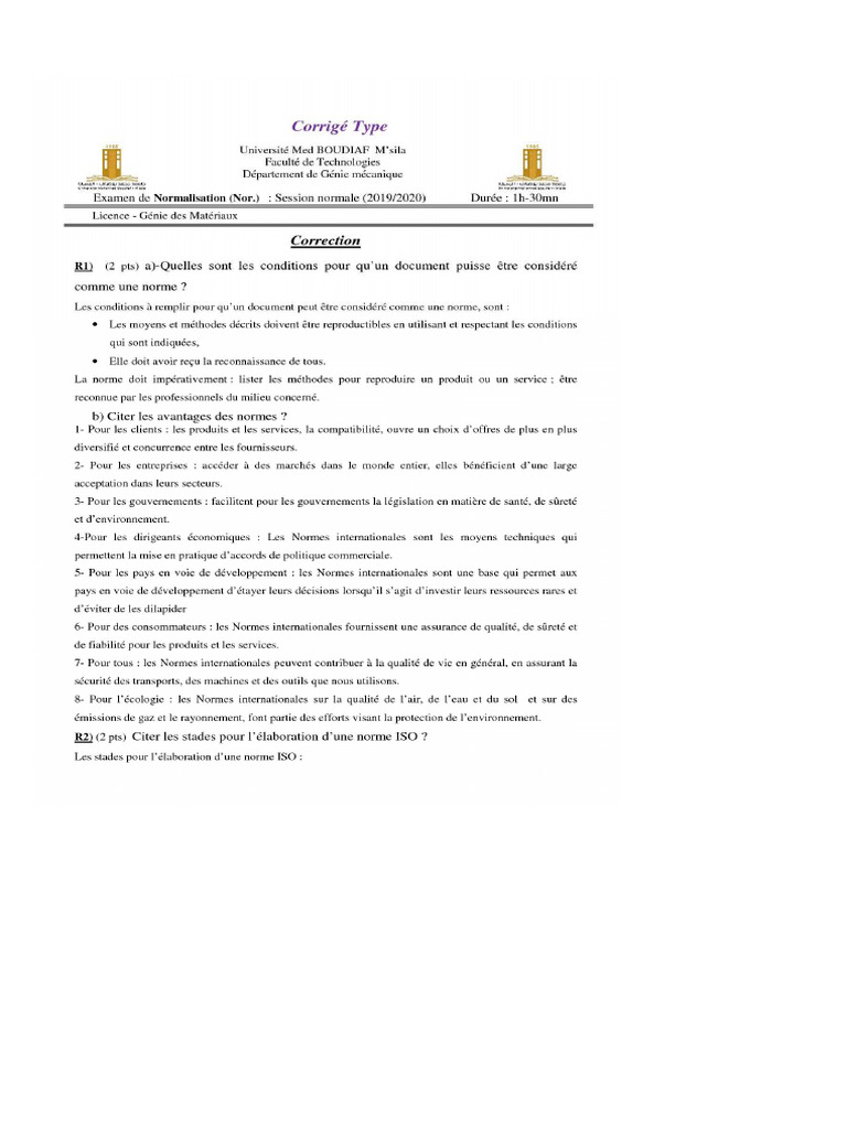 Saib L3 Genie Des Mat Normalisation | PDF