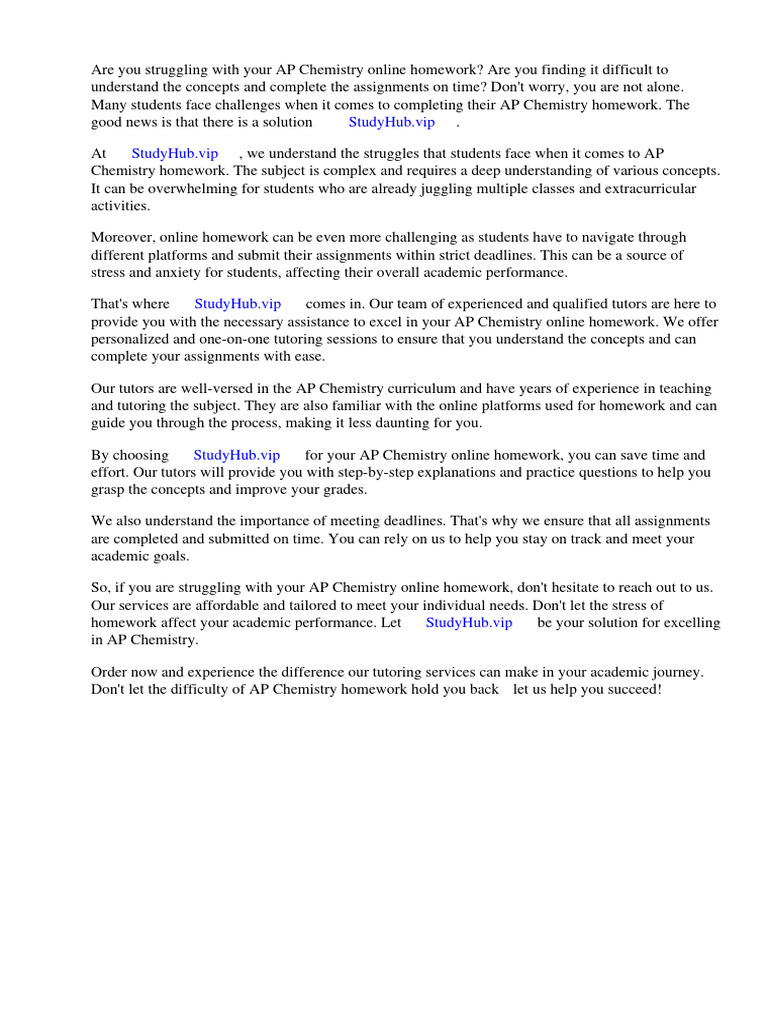 AP Chemistry Homework Help Solutions | PDF | Multiple Choice | Chemistry