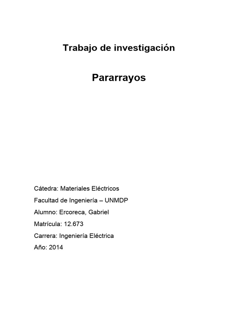 Pararrayos 2014 | PDF | Relámpago | Electricidad