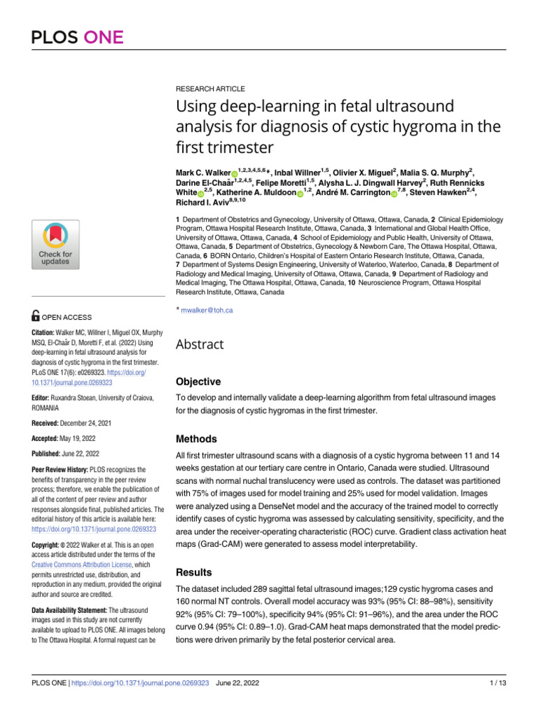 Journal Pone 0269323 | PDF | Receiver Operating Characteristic | Deep Learning