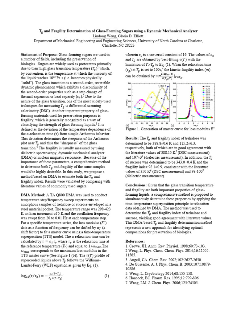 TG and Fragility Determination of Glass-Forming Sugars Using A Dynamic Mechanical Analyzer ...