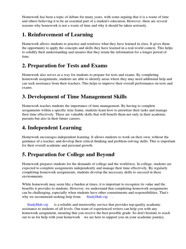 Reasons Why Homework Is Not A Waste of Time | PDF | Homework | Learning