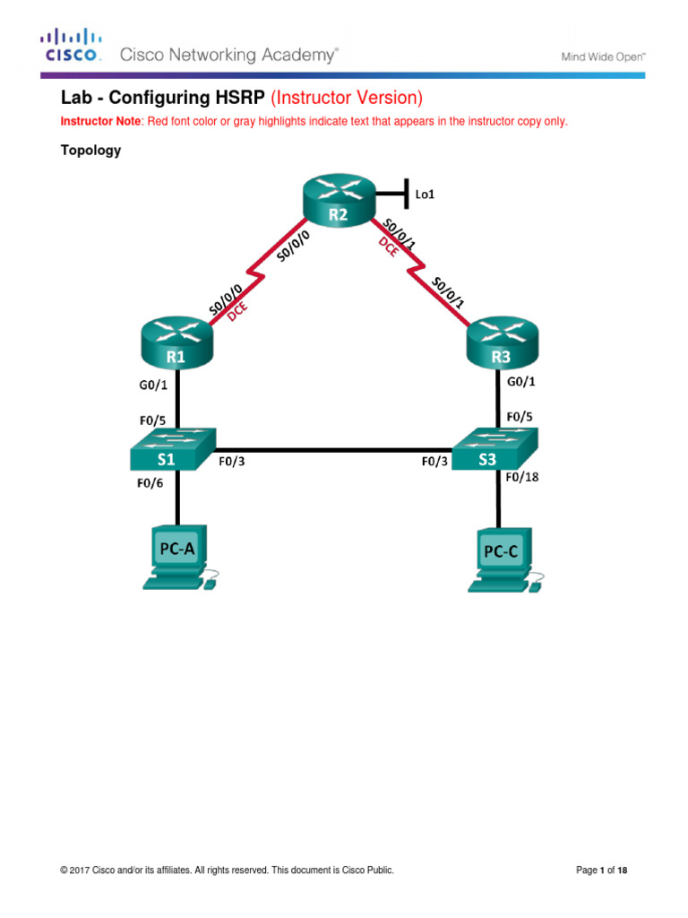 4.3.3.4 Lab - Configure HSRP - ILM | PDF | Router (Computing) | Network Switch