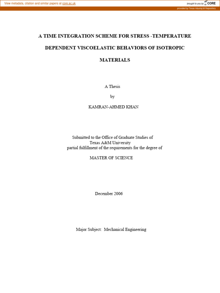 A Time Integration Scheme For Stress Temperature Dependent