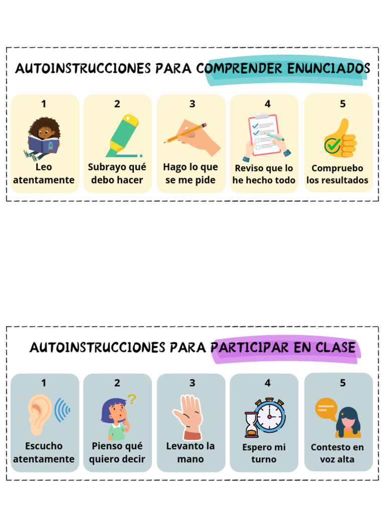 Autoinstrucciones para Comprender Enunciados | PDF