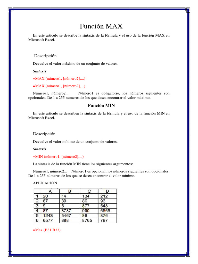 Función MAX | PDF | Microsoft Excel | Hoja de cálculo