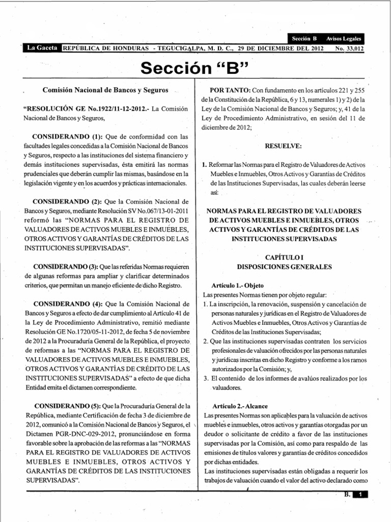 Gpuf-Drp-Normas-Para-El-Registro-De-Valuadores-Gaceta-33012 CNBS | PDF ...