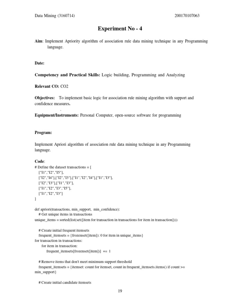 Implementing Apriori Algorithm in Python | PDF | Computer Programming ...