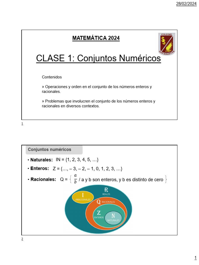 01 - Cuarto Medio Comun - Numeros Enteros | PDF | Hora | Números