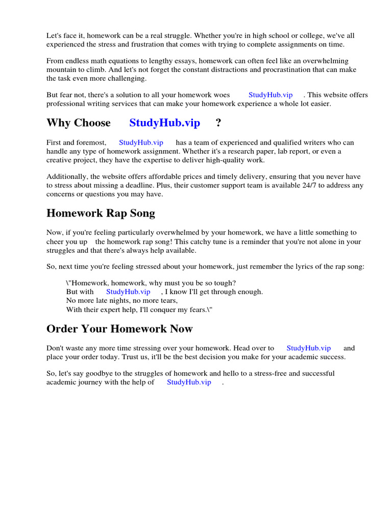 Homework Rap Song | Download Free PDF | Homework | Barcode