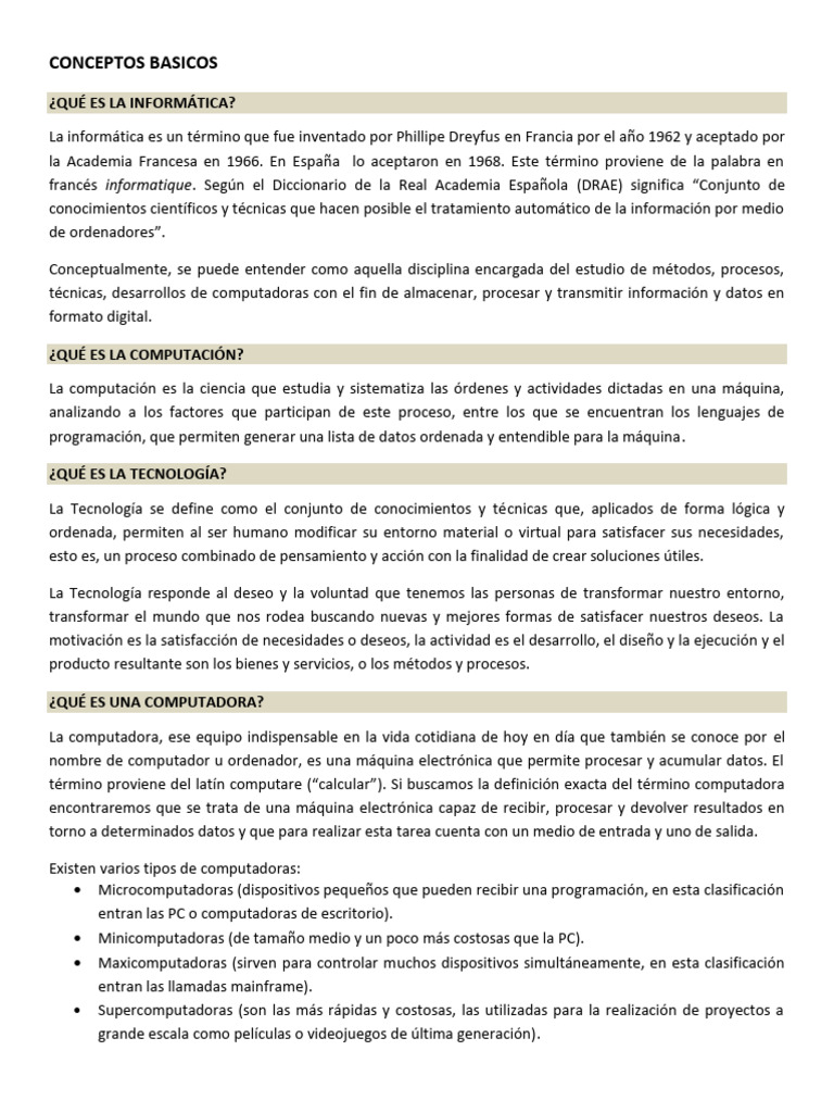 CONCEPTOS BASICOS | PDF | Informática | Ciencias de la Computación