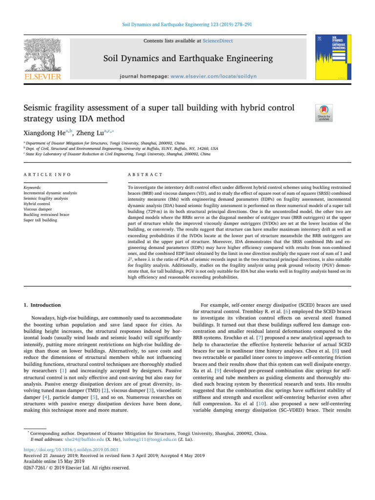 Seismic Fragility Assessment of A Super Tall Building With Hybrid ...