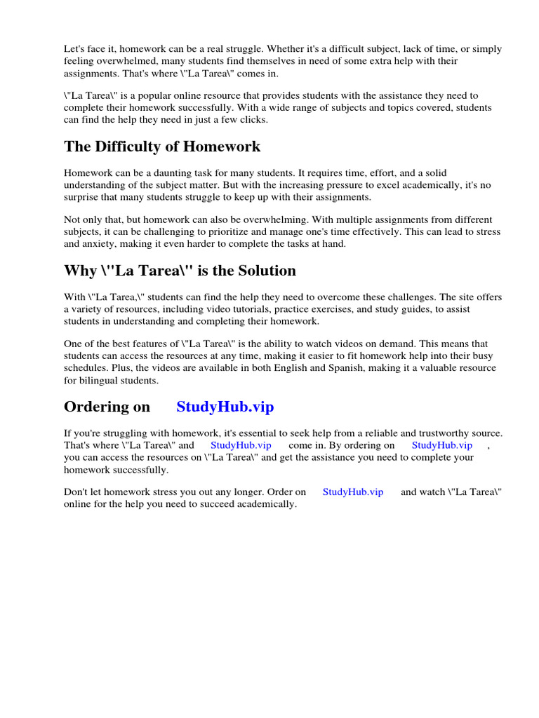 Homework La Tarea Watch Online | PDF | Homework | Translations