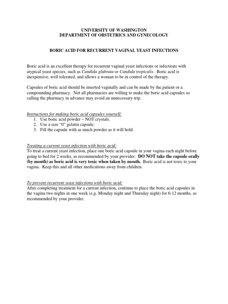 Boric Acid For Recurrent Vaginal Yeast Infections Pdf