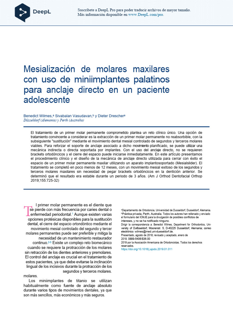 Maxillary Molar Mesialization With The Use of Palatal Mini-Implants For ...