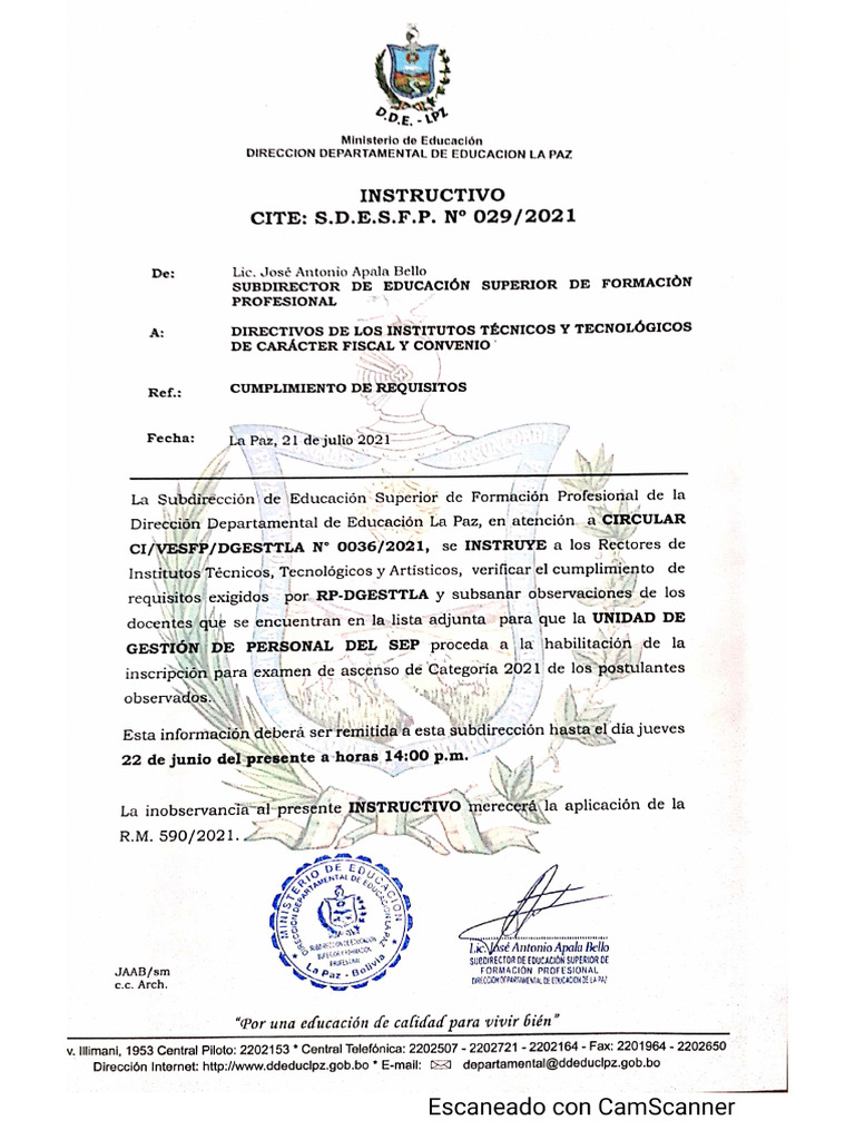 Intructivo 029 2021 | PDF