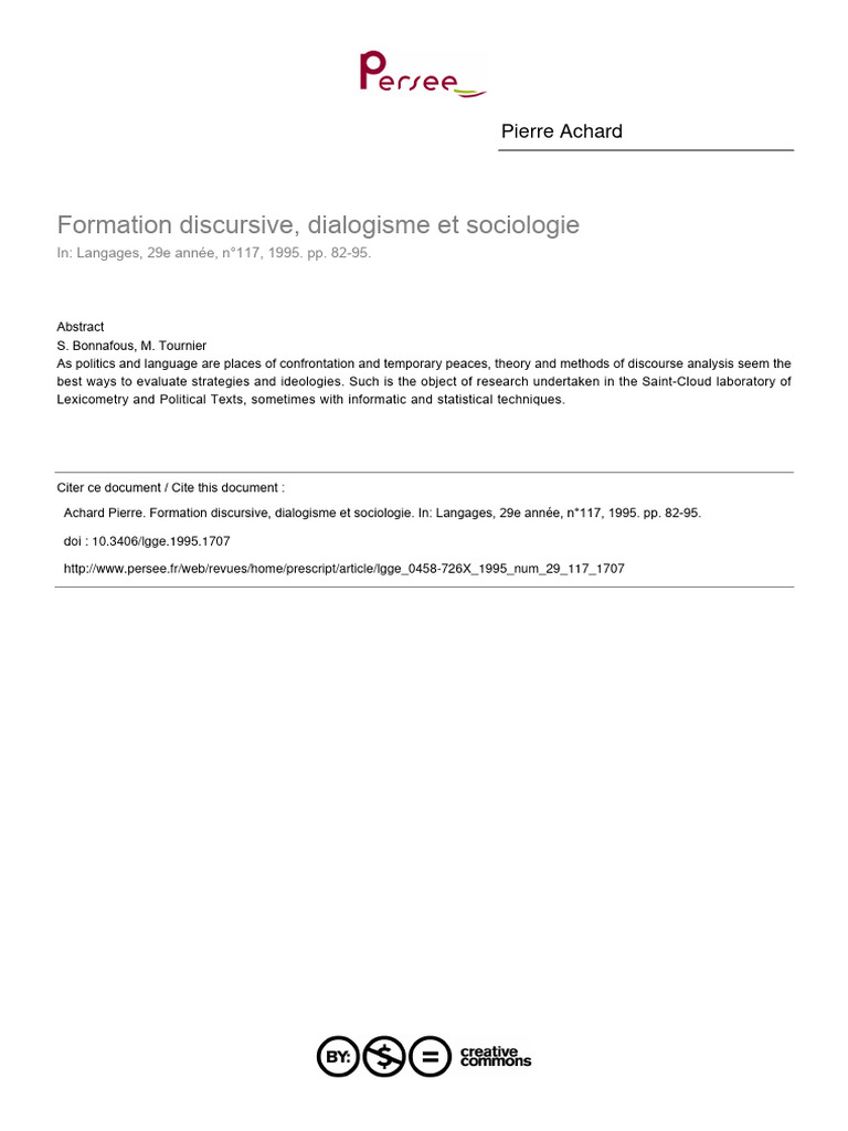 Formation discursive et sociologie du langage | PDF | Discours ...