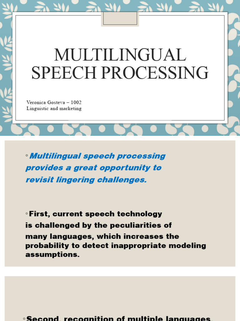 8.5 Multilingual Speech Processing | PDF | Speech Recognition | Speech Synthesis