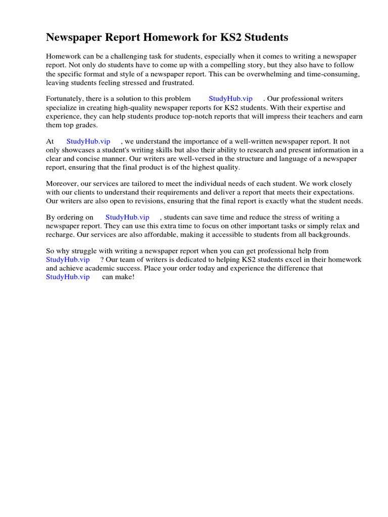 Newspaper Report Homework Ks2 | PDF | Newspapers | News