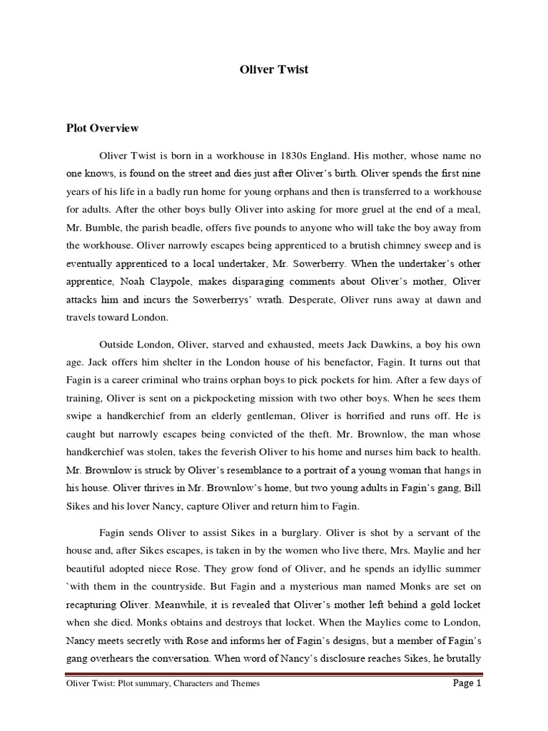 Oliver Twist Plot Summary, Characters and Themes | PDF | Nancy (Oliver Twist) | Oliver Twist