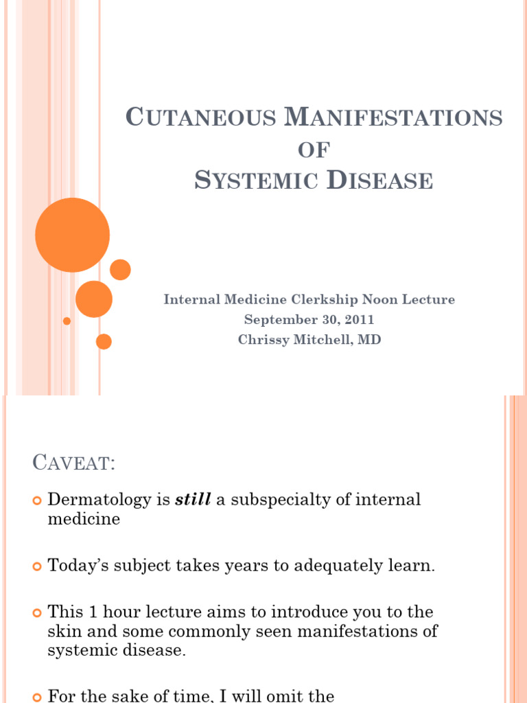 Skin Signs of Systemic Diseases | PDF | Cancer | Diseases And Disorders