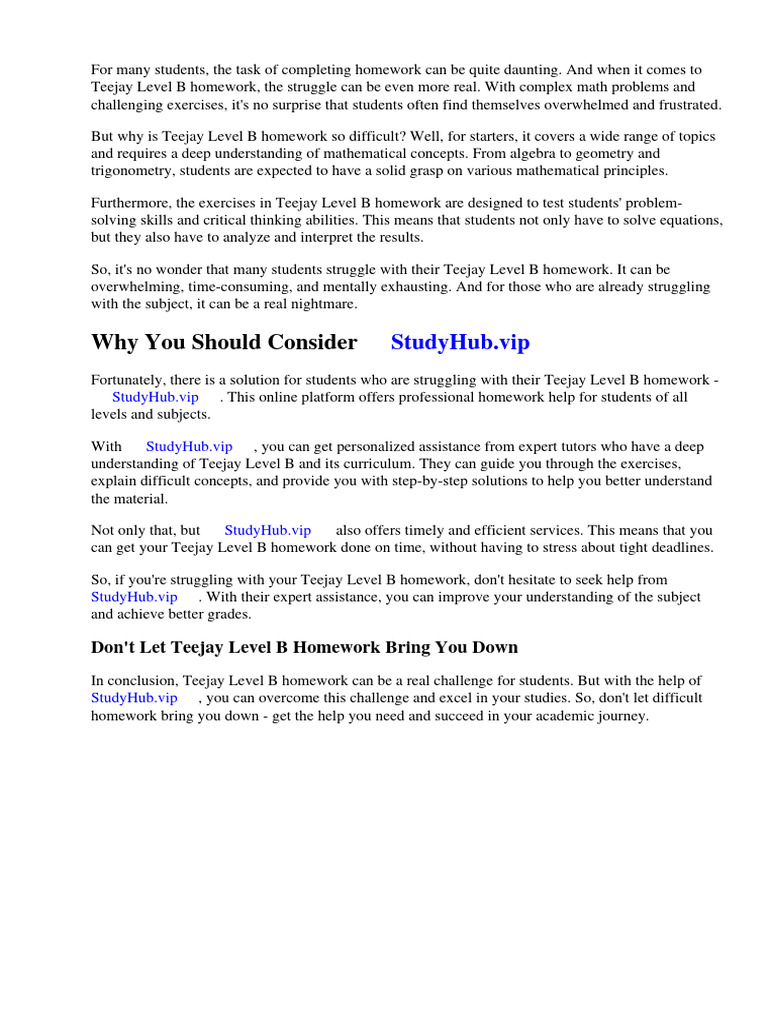 Teejay Level B Homework | PDF | Curriculum | Homework