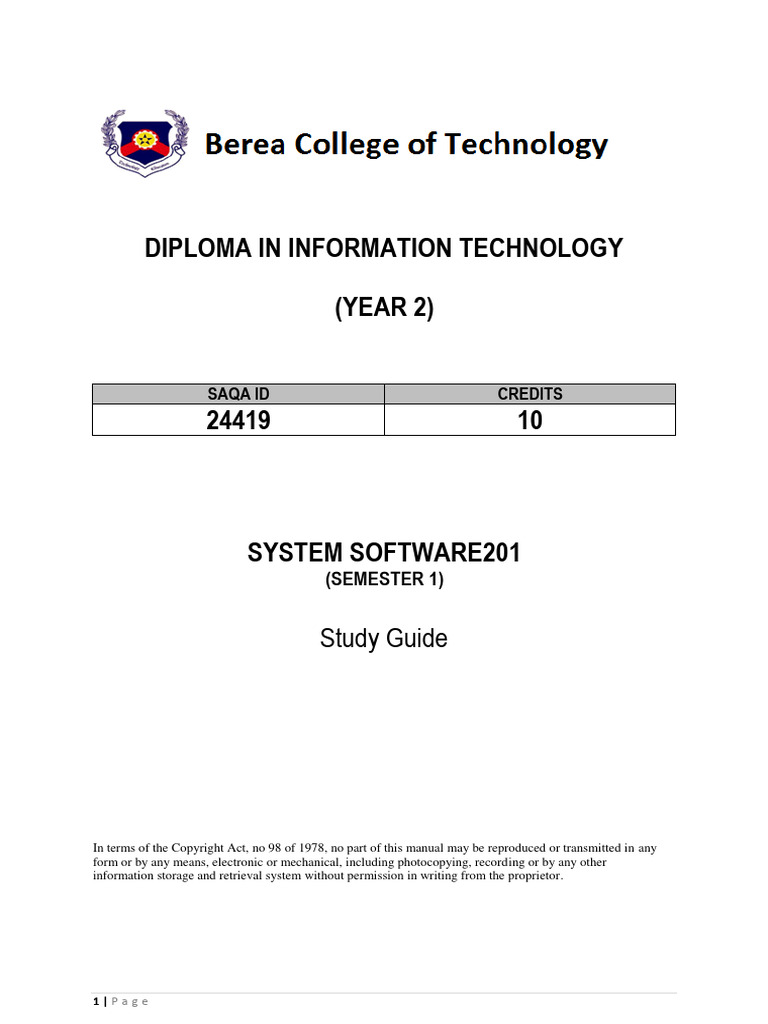 Manual - Diploma IT - Year2-Systems Software201 | PDF | Internet ...