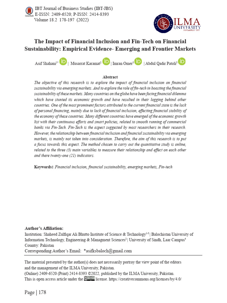 Impact of Financial Inclusion | PDF | Financial Inclusion | Principal ...