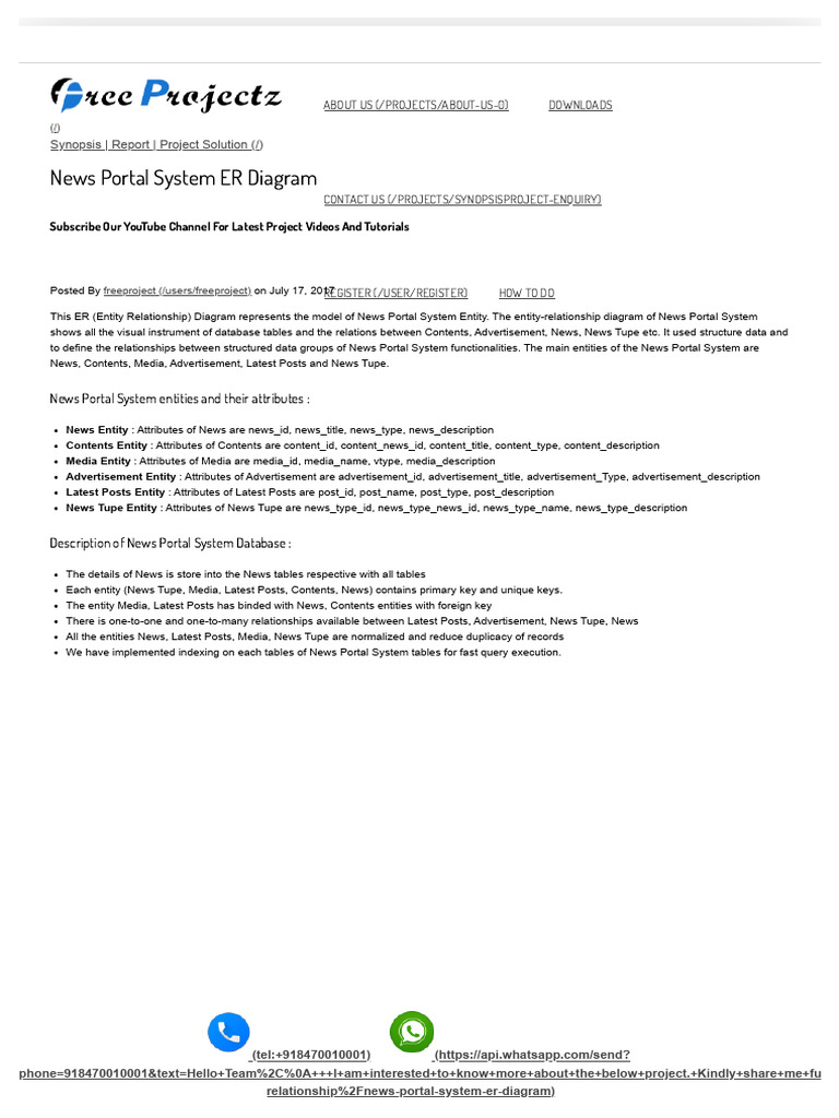 News Portal System ER Diagram | PDF | Android (Operating System ...