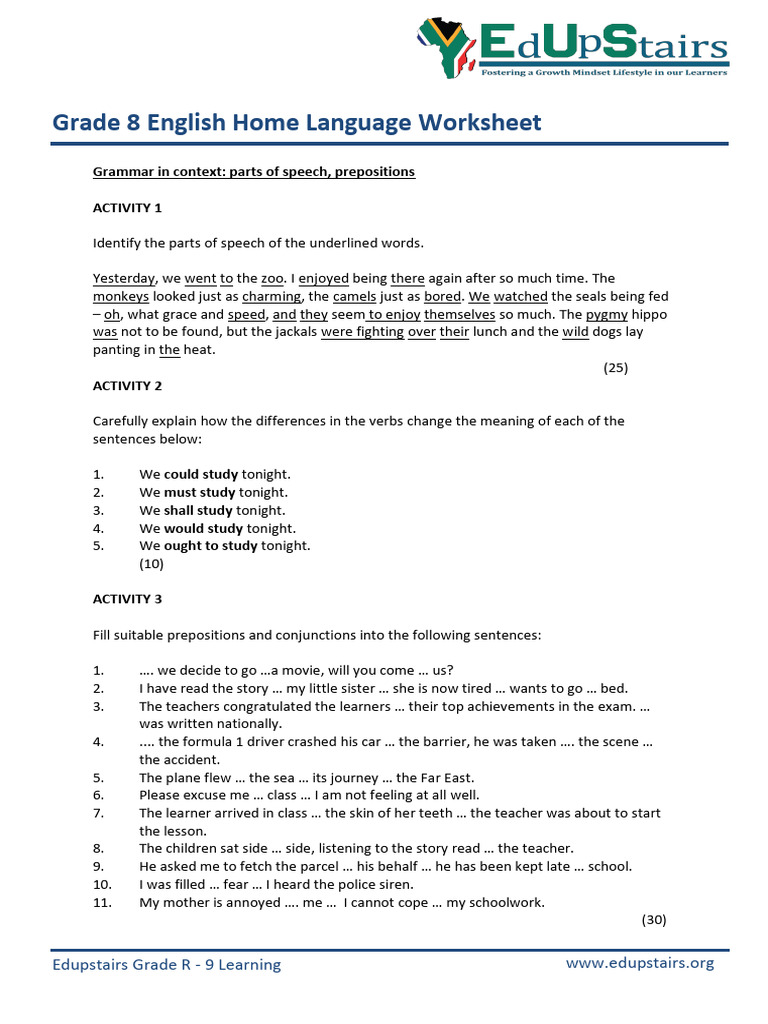 Grammar in Context Parts of Speech Prepositions | PDF | Part Of Speech ...
