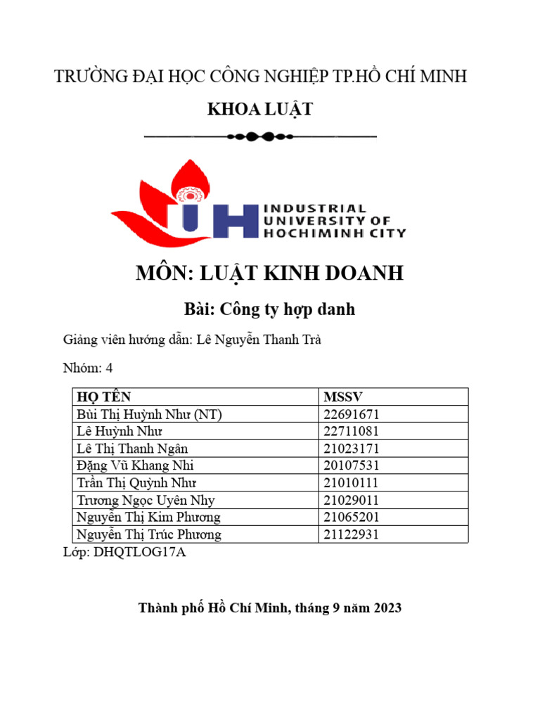 Công Ty H P Danh - N4 | PDF