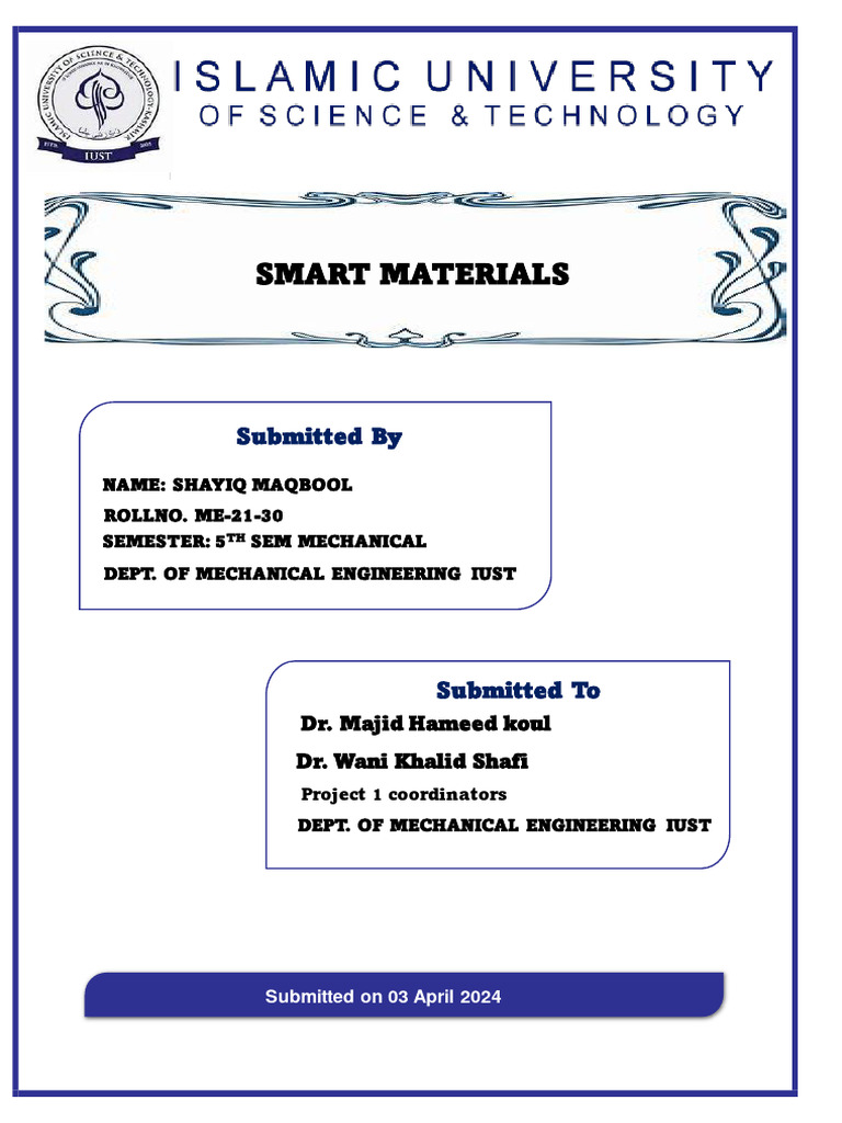 Smart Material | PDF | Shape Memory Alloy | Building Engineering