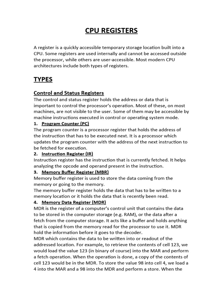 Cpu Registers | Download Free PDF | 64 Bit Computing | Central ...
